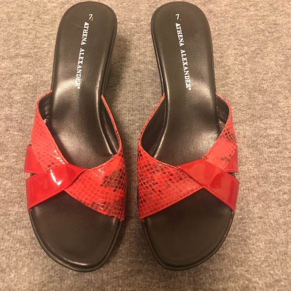 Athena Alexander | Shoes | Athena Alexander Red Mule Sandals Red | Poshmark